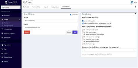 notifications opencve documentation