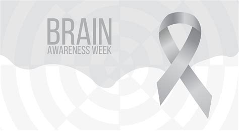 뇌 인식 주간 개념 회색 리본과 텍스트가 있는 배너 템플릿입니다 벡터 일러스트 레이 션 3차원 형태에 대한 스톡 벡터 아트 및 기타 이미지 Istock