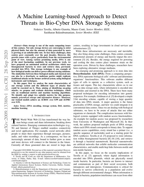 Pdf A Machine Learning Based Approach To Detect Threats In Bio Cyber