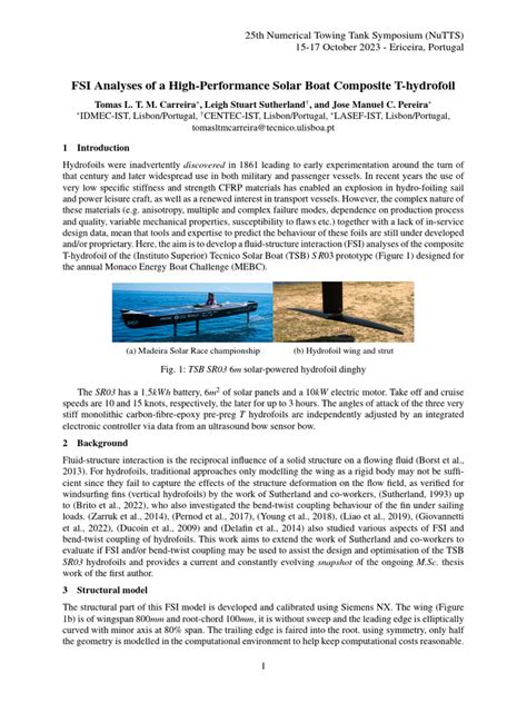 Fsi Analyses Of A High Performance Solar Boat Composite T Hydrofoil Pdf Boundary Layer