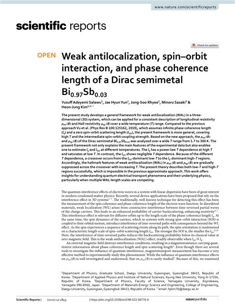 Pdf Weak Antilocalization Spinorbit Interaction And Phase