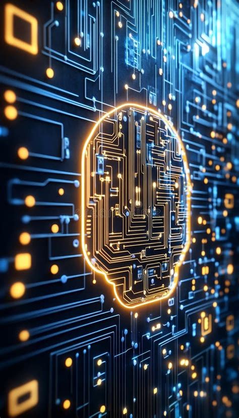 Digital Brain Circuitry Abstract Concept Of Artificial Intelligence And Machine Learning Stock