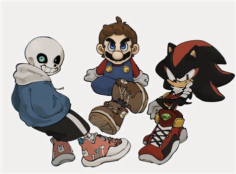 Mario Shadow The Hedgehog And Sans Mario And 2 More Drawn By Mimimi