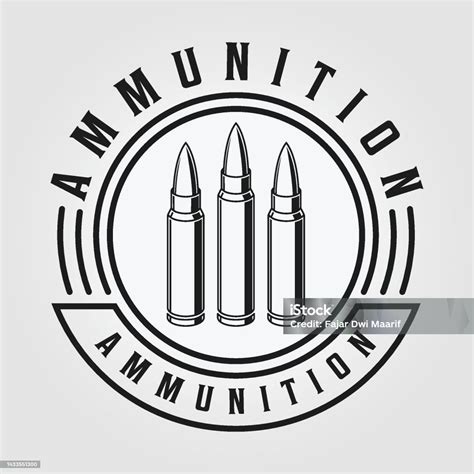 Emblem Of Ammunition Ammo Bullet Logo Line Art Vintage Vector