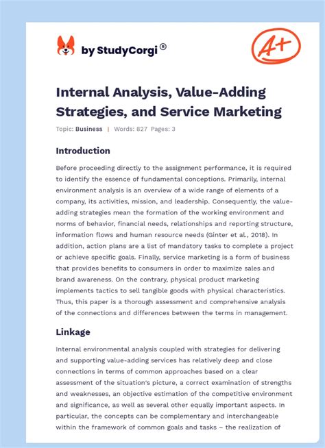Internal Analysis Value Adding Strategies And Service Marketing Internal Analysis Value Adding Strategies And Service Marketing