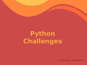 Python Challenges By Gaelle DcodeMoi Teachers Pay Teachers