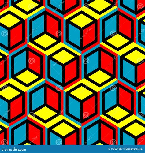 Seamless Abstract Cube Geometric Vector Cool Pattern Stock