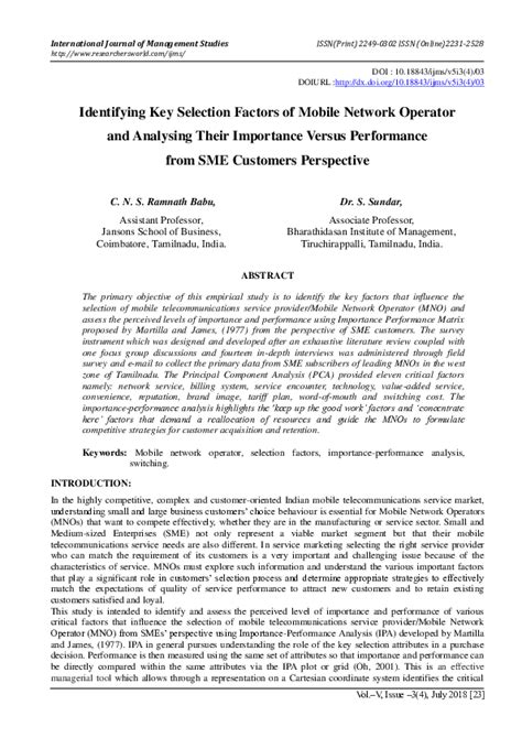 Pdf Identifying Key Selection Factors Of Mobile Network Operator And Analysing Their