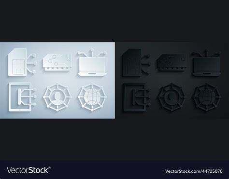 Set Project Team Base Laptop Tablet Global Vector Image