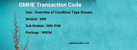Omhe Sap Tcode For Overview Of Condition Type Groups