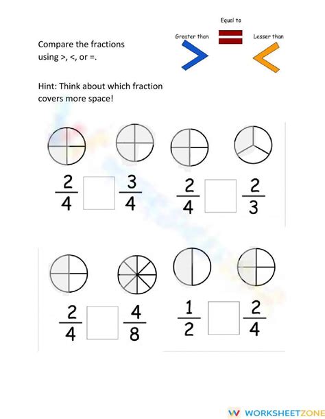 Comparing Fractions Worksheet