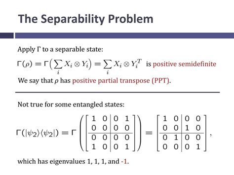 ppt t he separability problem and its variants in quantum
