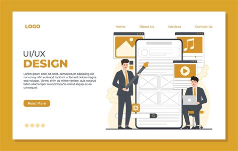 Mobile Ui Ux Landing Page Template Landing Page Template Ui Ux Design Flat Illustration