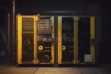 Shot Of Data Center With Multiple Rows Of Fully Operational Server Racks Modern