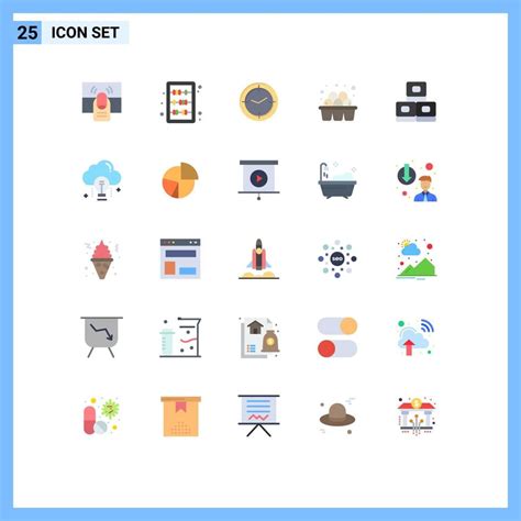 Set Of 25 Vector Flat Colors On Grid For Food Food Learning Eggs Machine Editable Vector Design