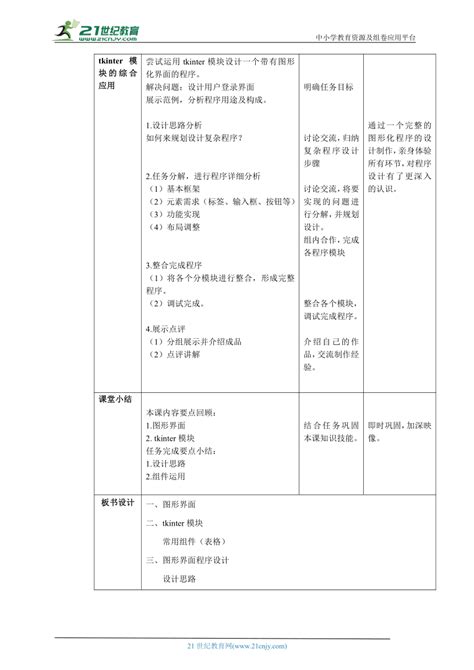 第 课 Python的图形界面设计 教案 世纪教育网