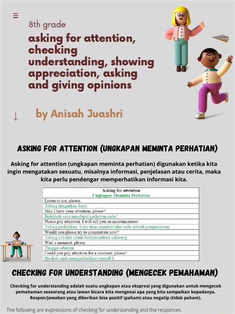 Chapter 1 Asking For Attention Checking Understanding Showing