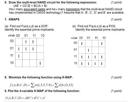 Solved 6 Draw The Multi Level Nand Circuit For The