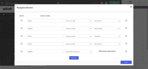 event page navigation splash help center