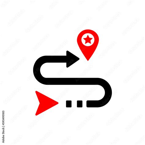 Single Route Tracking Motion Icon Simple Line Path Searching Mark Flat Design Vector Pictogram