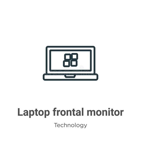 Laptop Frontal Monitor Outline Vector Icon Thin Line Black Laptop Frontal Monitor Icon Flat