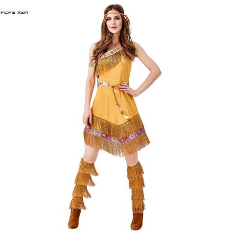 M Xl 여성용 할로윈 원주민 인도 의상 원시적 코스프레 카니발 푸림 퍼레이드 가장 무도회 나이트클럽 바 파티 드레스 Aliexpress