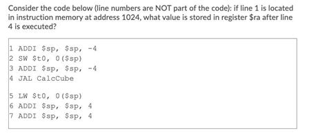 Solved Consider The Code Below Line Numbers Are Not Part Of