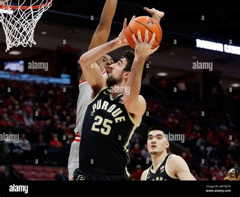 Purdue Guard Ethan Morton 25 Shoots Against Ohio State Forward Zed