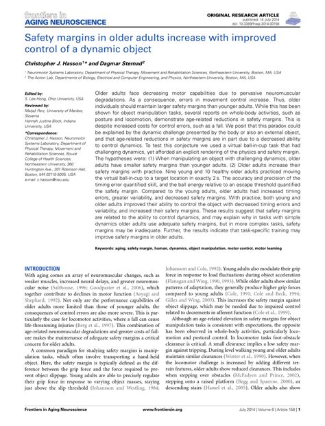 Pdf Safety Margins In Older Adults Increase With Improved Control Of A Dynamic Object