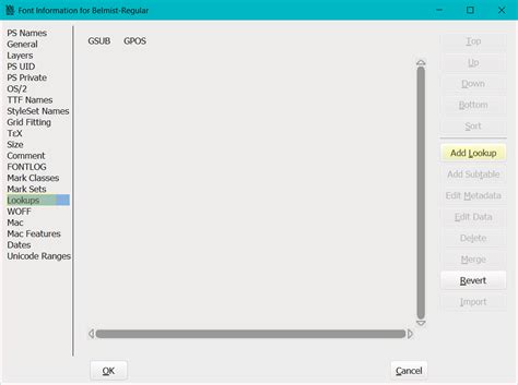 how to create contextual ligature lookup tables in fontforge font