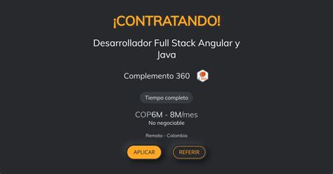desarrollador full stack angular y java en complemento 360 torre