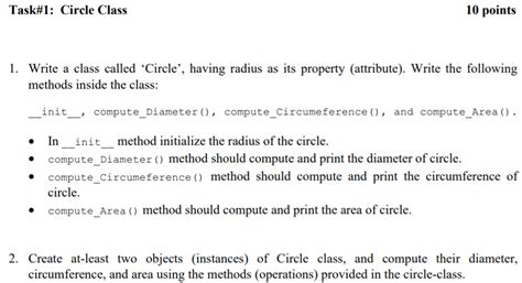 Solved Task Circle Class Points Write A Class Chegg