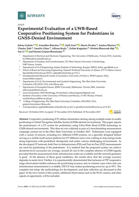 Pdf Experimental Evaluation Of A Uwb Based Cooperative Positioning System For Pedestrians In
