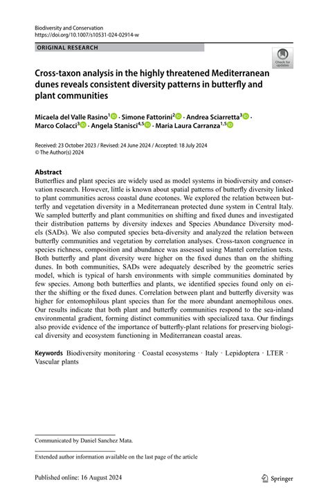 Pdf Cross Taxon Analysis In The Highly Threatened Mediterranean Dunes