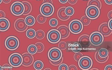 기하학적 원주민 장식이있는 매끄러운 패턴 민족 부족 둥근 색상 배경 아피칸 오스트레일리아 모티프 도트 페인팅 벡터 일러스트레이션 천 카드 패브릭을 위한 템플릿 디자인