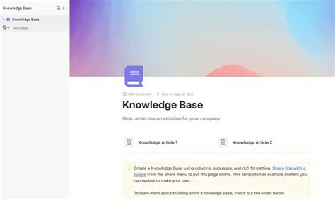 knowledge base template by clickup™