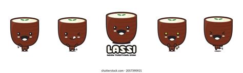 Funny Lassi Cartoon Mascot Indian Traditional Stock Vector Royalty