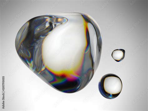 3d Render Abstract Water Drop Shape Wet Background Macro Bubble