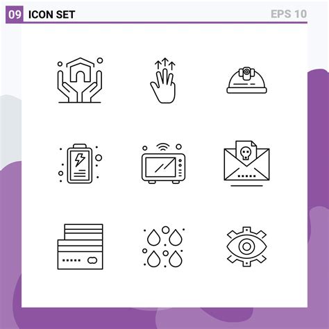 Outline Pack Of 9 Universal Symbols Of Iot User Touch Interface Construction Editable Vector
