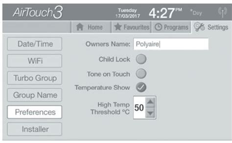 Airtouch 3 Zone Controll System User Manual Thermostatguide