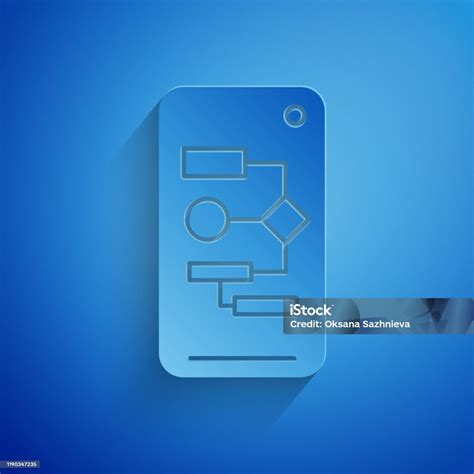 Ikon Algoritma Potong Kertas Diisolasi Pada Latar Belakang Biru Desain