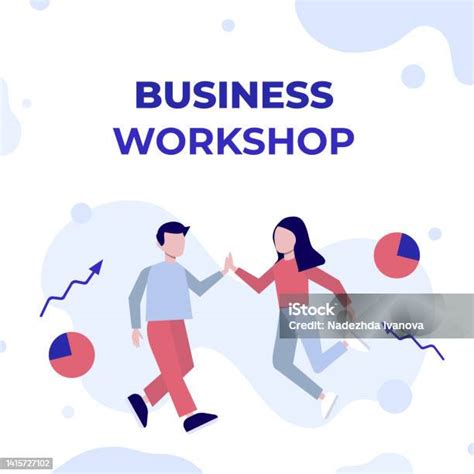 평면 디자인 비즈니스 워크샵 템플릿 디자인 벡터 일러스트 레이 션 개체 그룹에 대한 스톡 벡터 아트 및 기타 이미지 개체