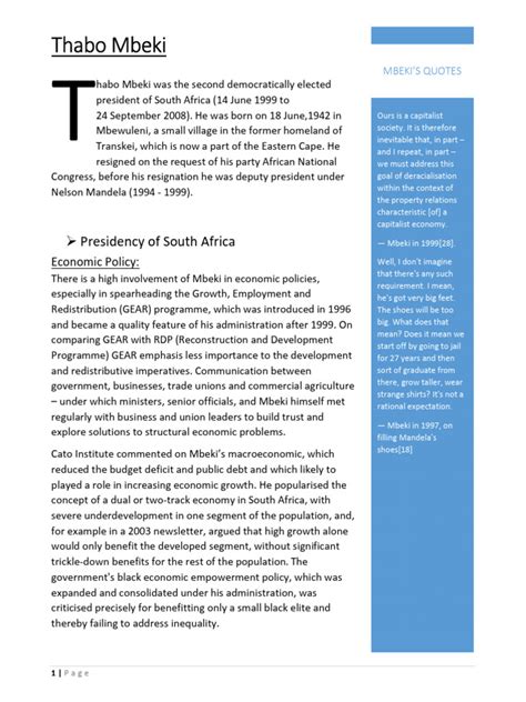 Thabo Mbeki Pdf Thabo Mbeki New Partnership For Africas Development