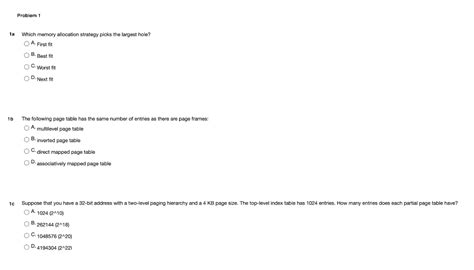 Solved Problem A Which Memory Allocation Strategy Picks Chegg