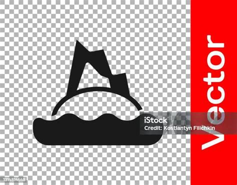 투명한 배경에 고립 된 바다 아이콘의 검은 열대 섬 바다와 야자수가 있는 풍경 여행하다 벡터 검은색에 대한 스톡 벡터 아트 및 기타 이미지 Istock