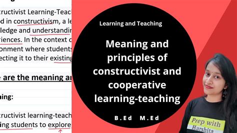 Meaning And Principles Of Constructivist And Cooperative Learning Teaching Learning And