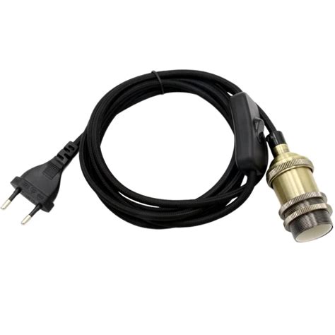 220v Ac Eu 플러그 전원 코드 케이블 온오프 스위치 E14 황동 전구 램프 홀더 소켓 걸이형 조명용wirewire Wirewire Fabric