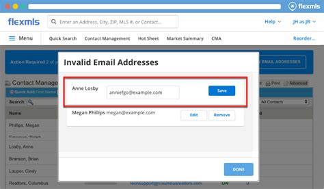 identify and fix your contacts invalid email addresses flexmls