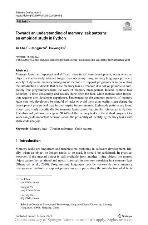 Towards An Understanding Of Memory Leak Patterns An Empirical Study In