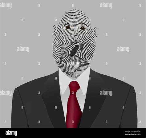 A Fingerprint Appears As The Face Of A Man In A D Illustration About Identification Technology